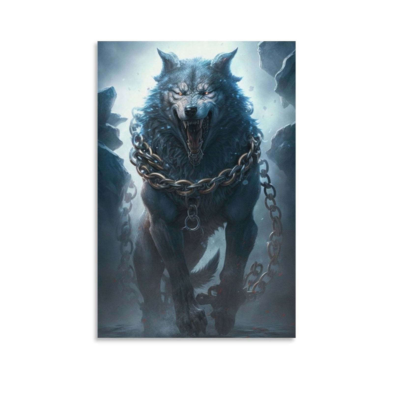 Nordic Mythology Fenrir The Mystical Wolf Poster Picture Print Canvas ...