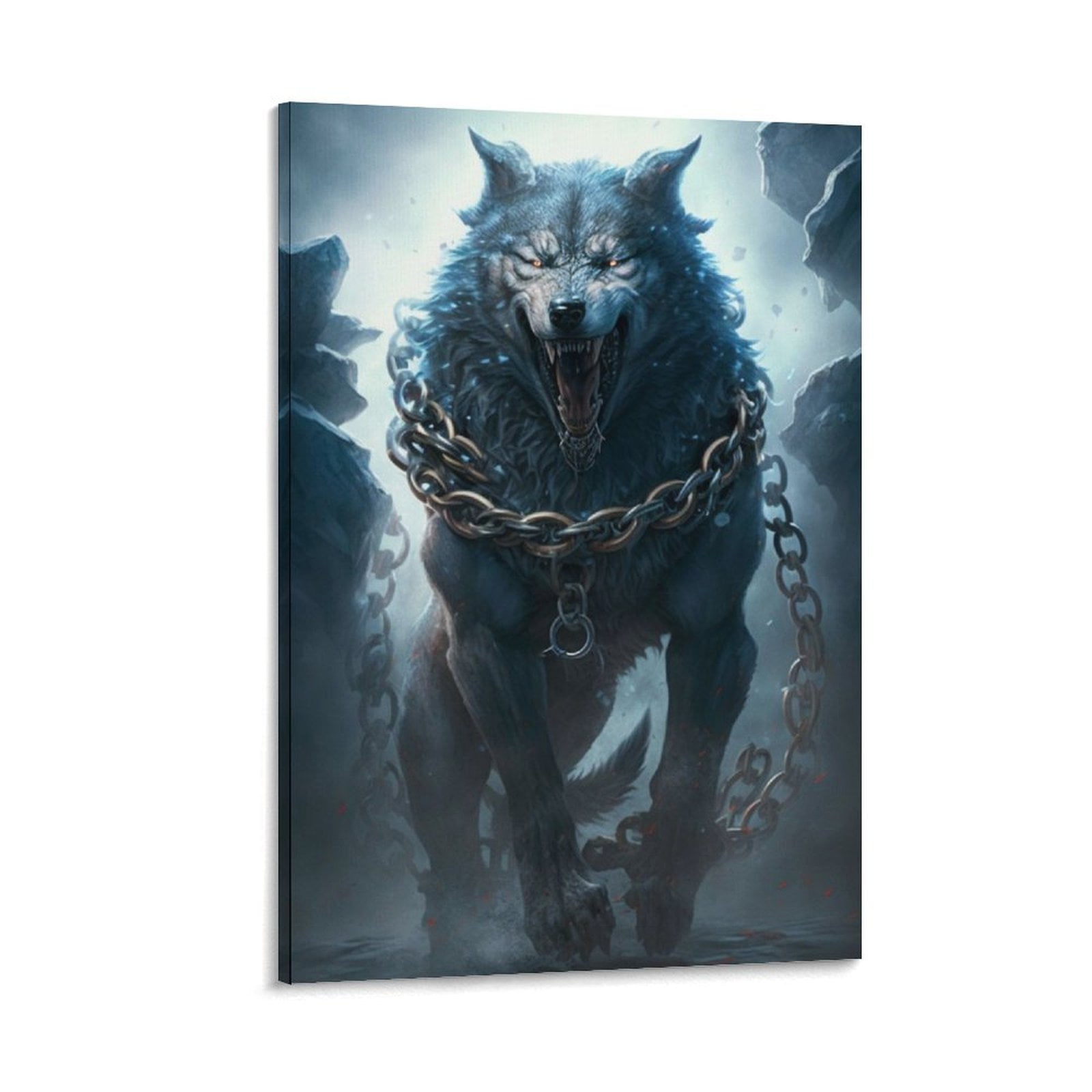 Nordic Mythology Fenrir The Mystical Wolf Poster Room Aesthetic Poster ...