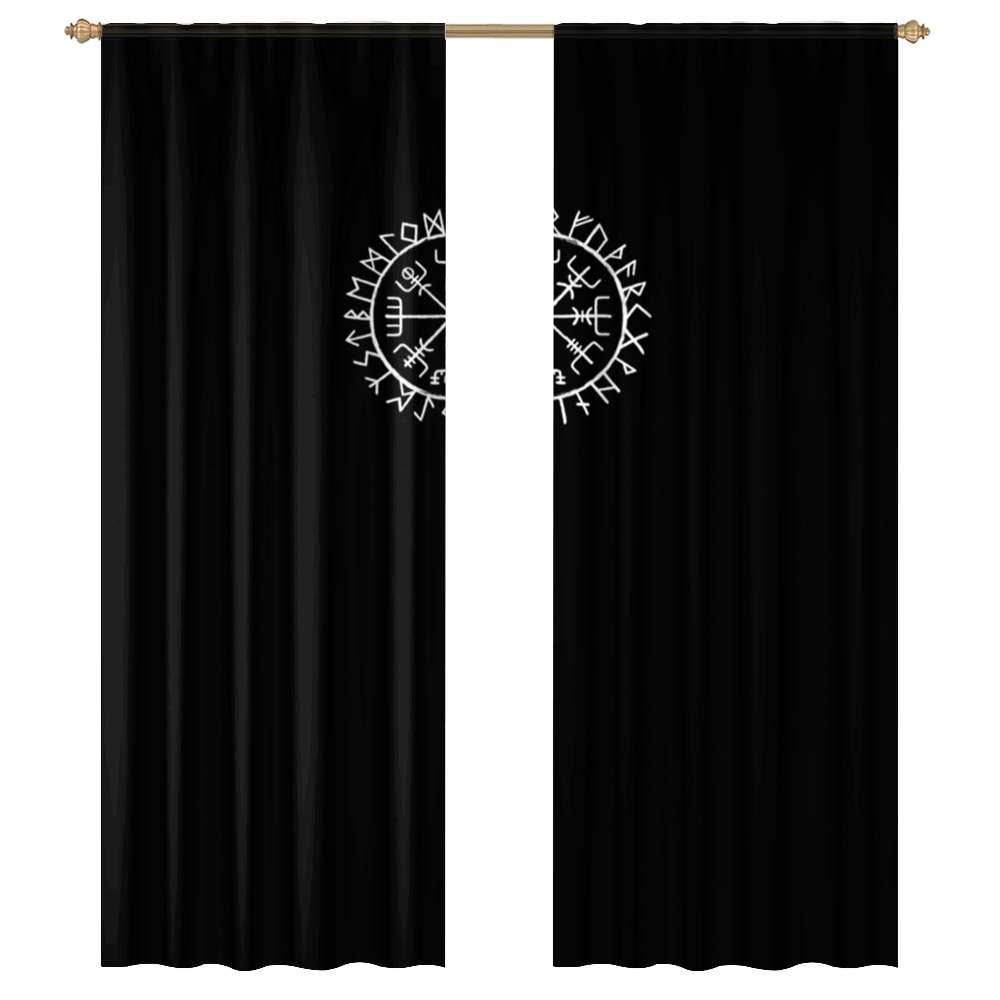 Nordic Mythology Rune Circle Tulle Curtains For Living Room Chiffon ...