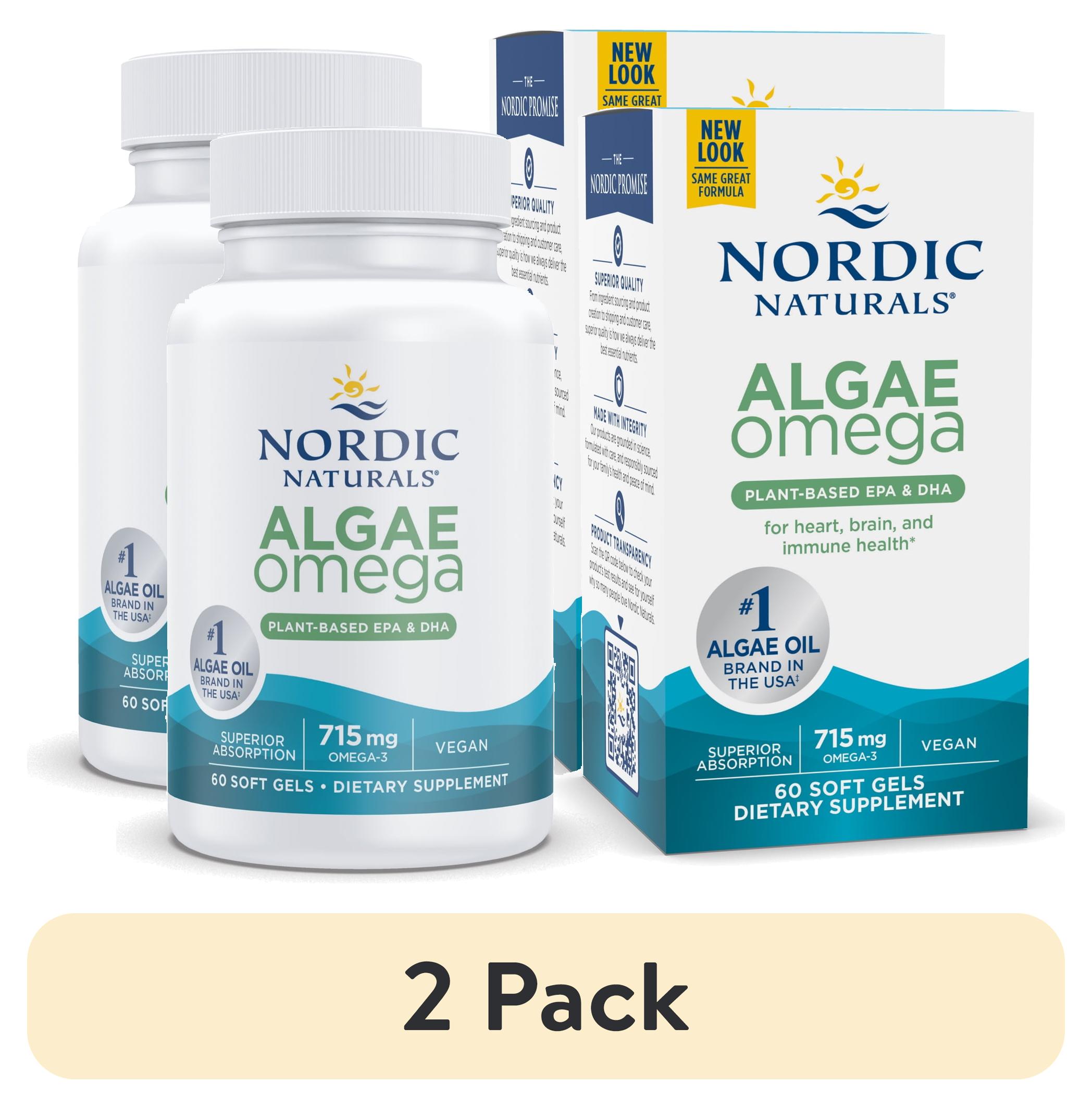 (2 pack) Nordic Naturals Algae Omega Softgels, 715 Mg, Plant-Based EPA ...