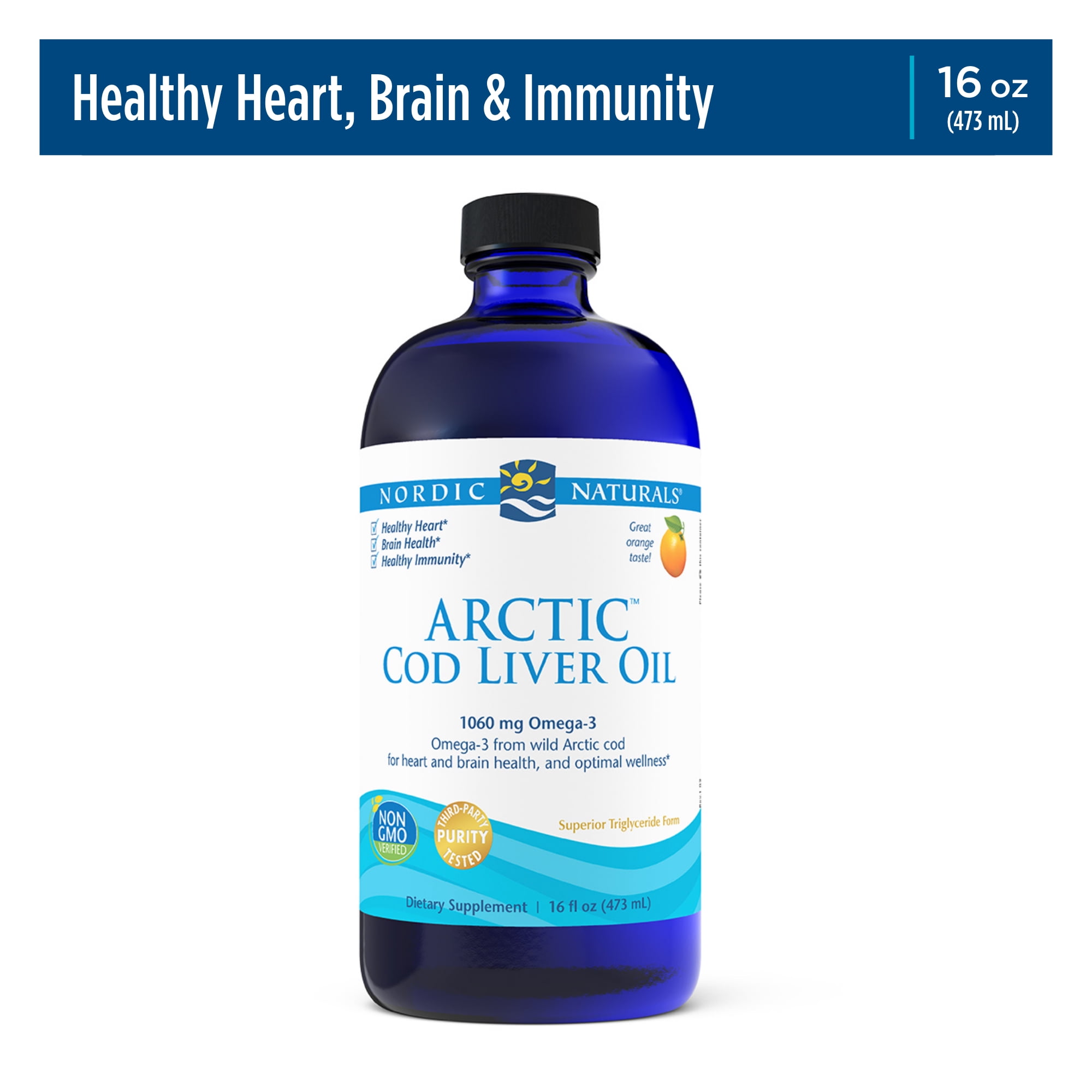 Nordic Naturals Arctic Cod Liver Oil Liquid 1060 Mg, Orange, Fish Oil ...