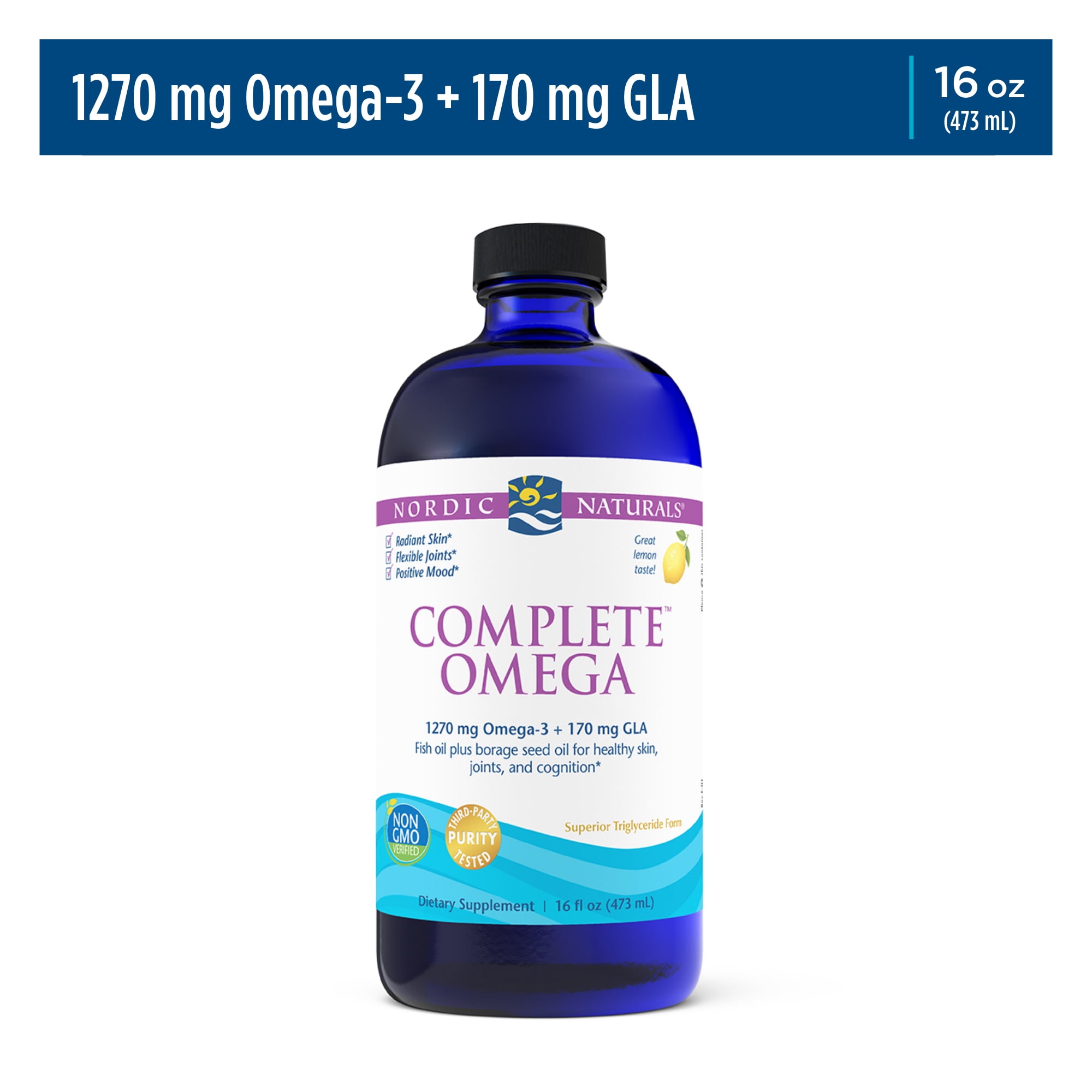 Nordic Naturals Complete Omega Liquid, Lemon, Fish Oil with Added GLA ...