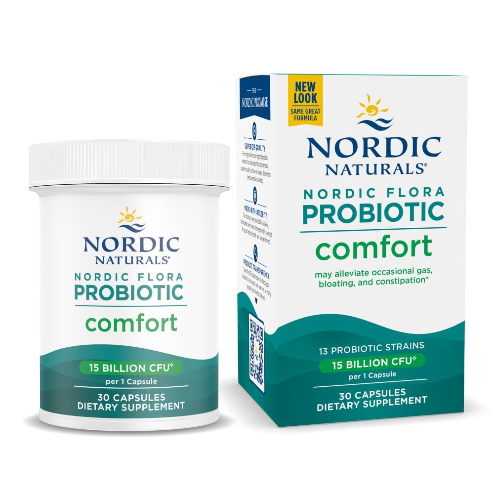 Nordic Naturals Nordic Flora Probiotic Comfort, Capsules, Non-GMO, 30 ...