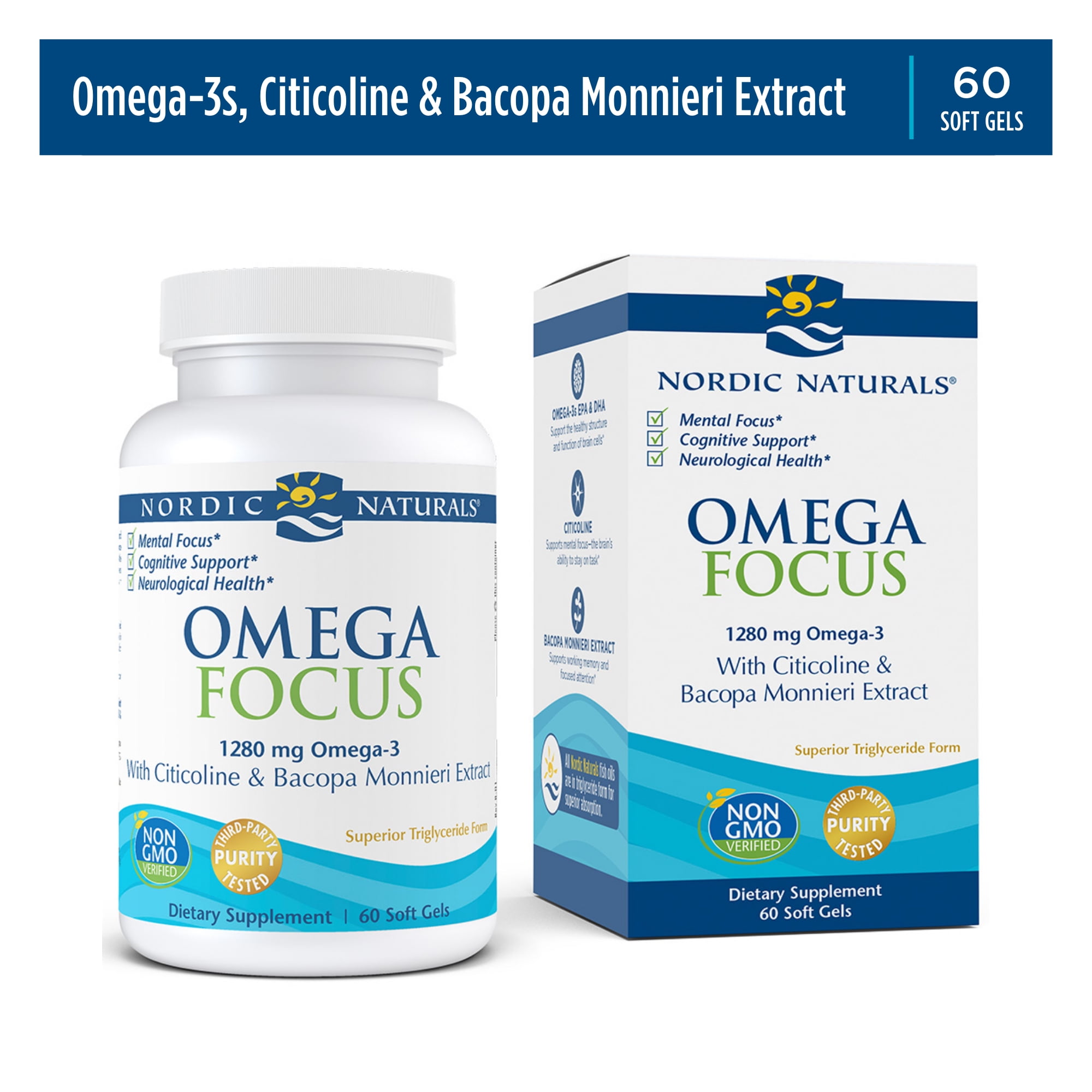 Nordic Naturals Omega Focus Softgels, 1280 Mg, Brain Health, 60 Count ...