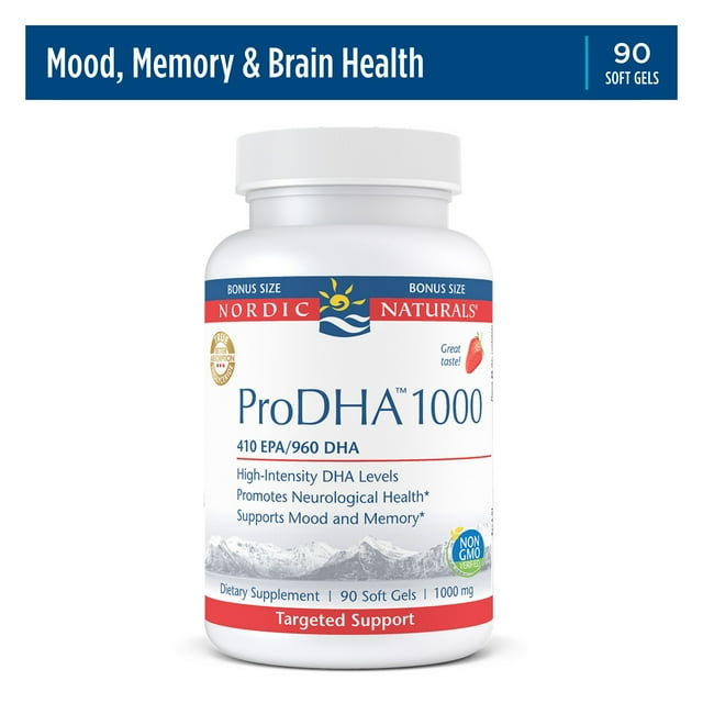 Nordic Naturals ProDHA 1000 Omega-3 Softgels, Strawberry, 1660 Mg, 90 ...