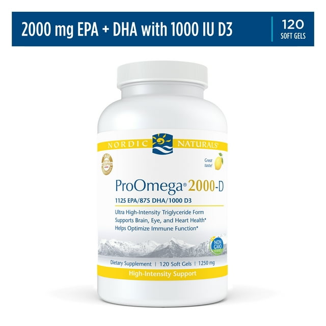 Nordic Naturals ProOmega 2000-D with Vitamin D3, Softgels, 2150 Mg, 120 ...