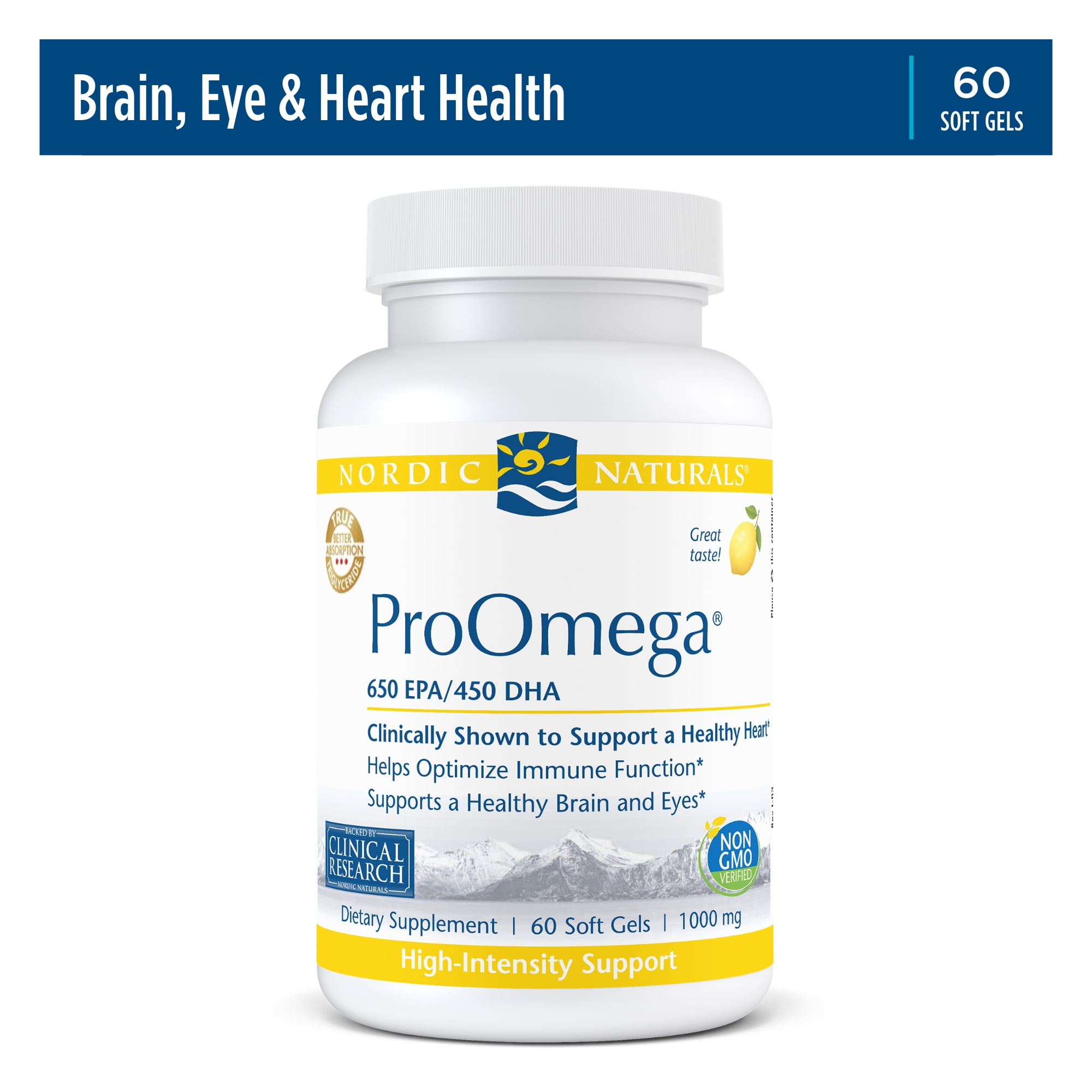 Nordic Naturals ProOmega Softgels, Lemon, 1280 mg, Fish Oil, 60 Ct ...