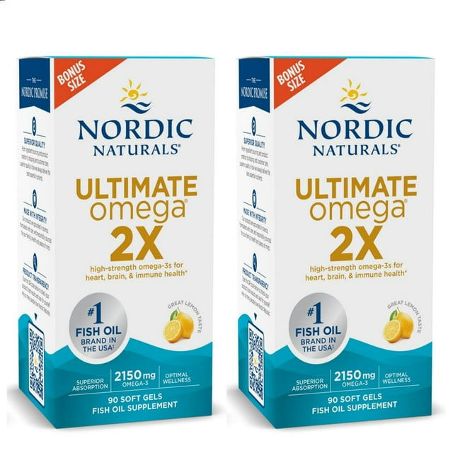 Nordic Naturals Ultimate Omega 2X – 2150 mg Omega-3, Lemon Flavor, 90 ... Nordic Naturals Ultimate Omega 2X – 2150 mg Omega-3, Lemon Flavor, 90 ...