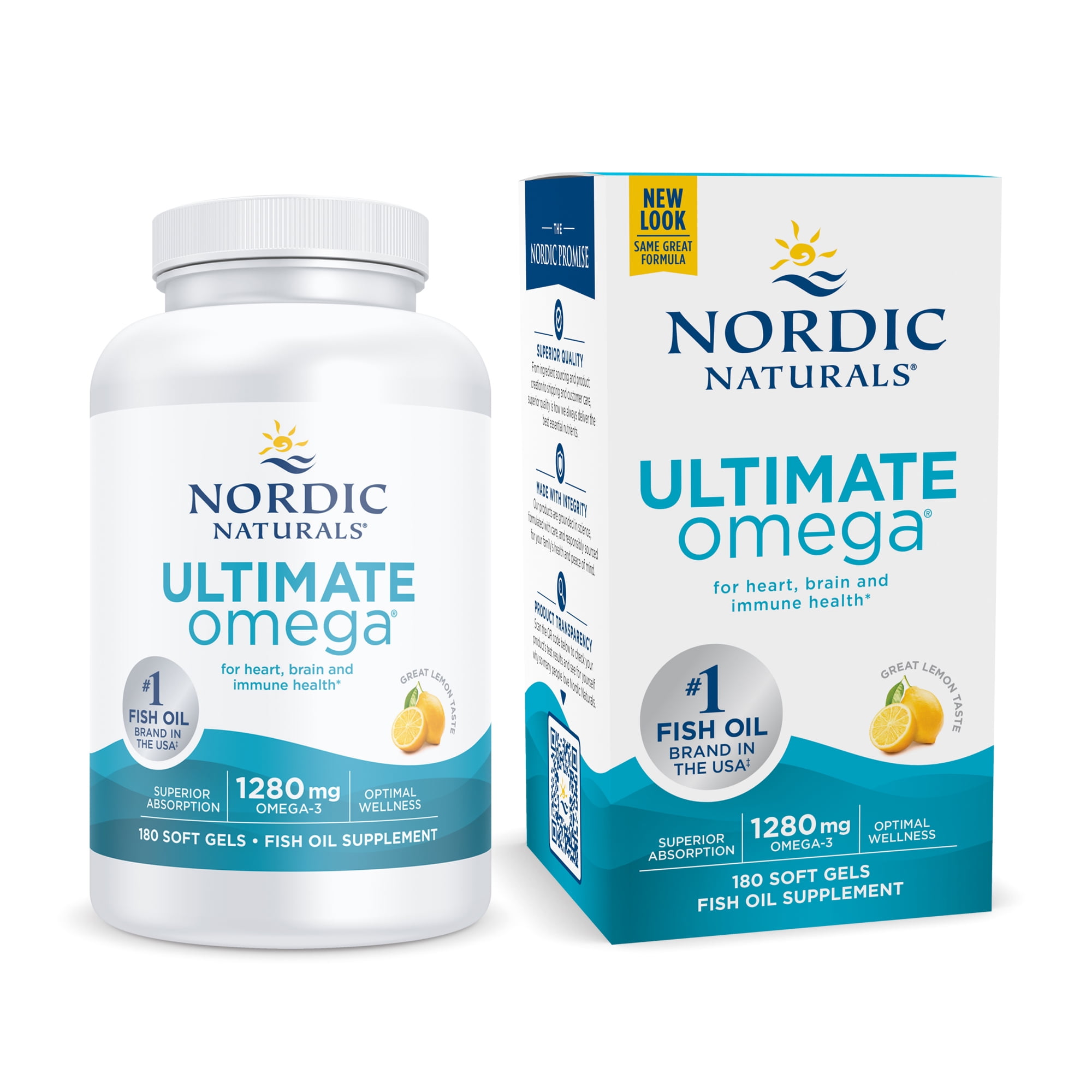 Nordic Naturals Ultimate Omega Softgels, 1280mg DHA, Lemon Flavor, Fish ...