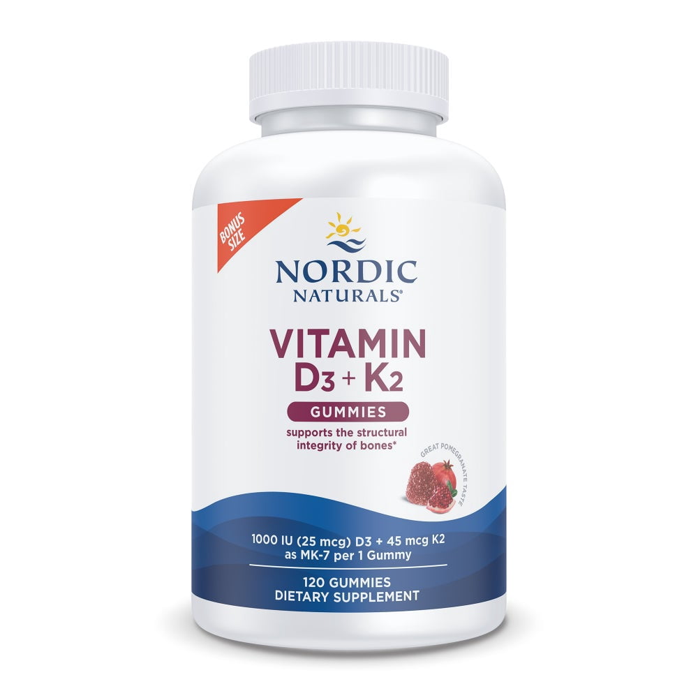 Nordic Naturals Vitamin D3+K2 Gummies, 120 Ct, 1000 IU, Non-GMO, Great ...
