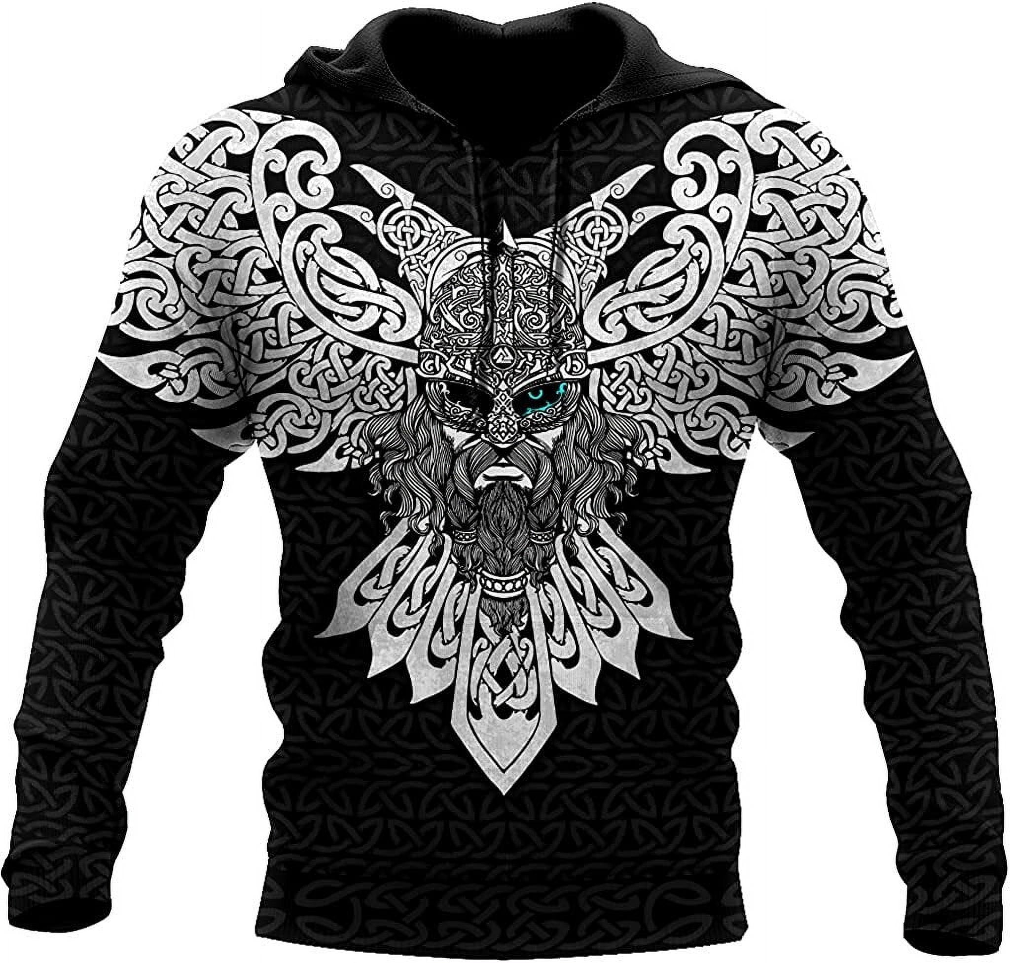 Nordic Odin Awe Helmet Celtic Knot Sweatshirt Unisex Viking 3D Printed Tattoo Zipper - Walmart.com