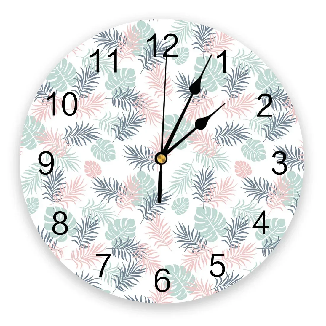 Nordic Palm Leaf Turtle Tropical Plant Living Room Clock Wall Round Clocks Decor Home Bedroom ...