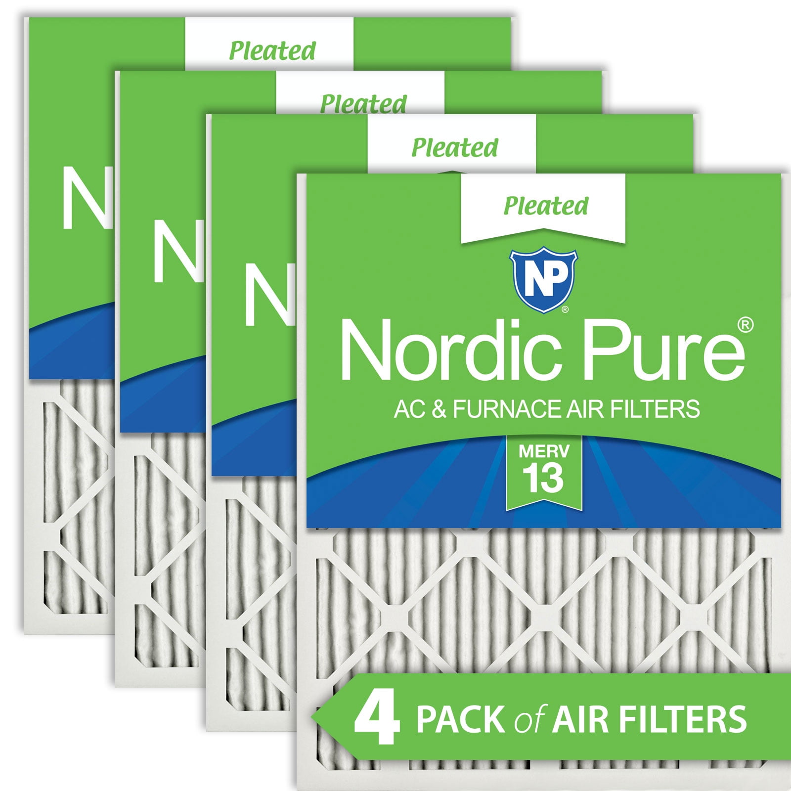 Nordic Pure 12x20x1 (11_1/2x19_1/2) Pleated MERV 13 Air Filters 4 Pack ...
