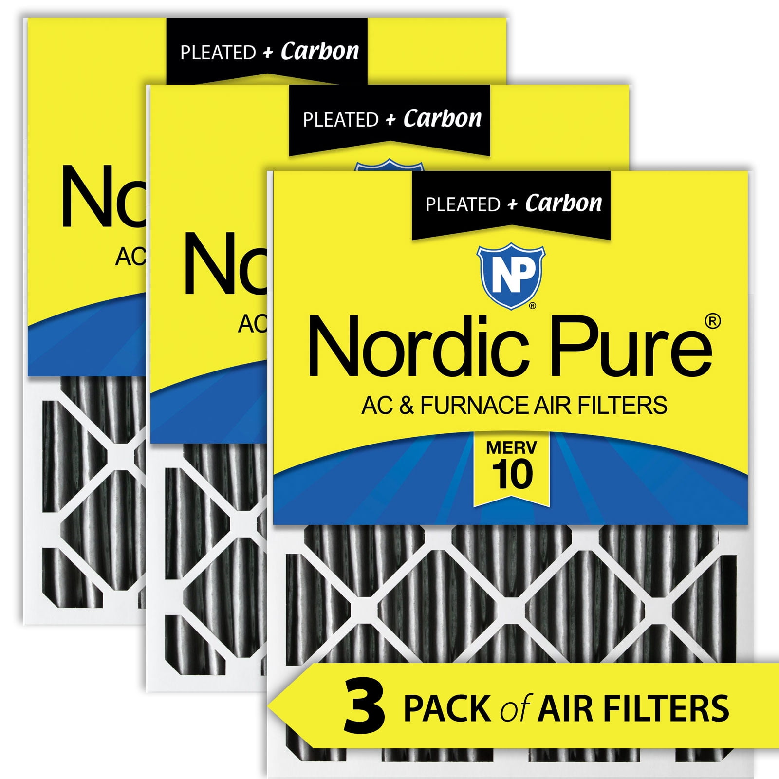 Nordic Pure 24x24x2 Furnace Air Filters MERV 10 Pleated Plus Carbon 3 ...