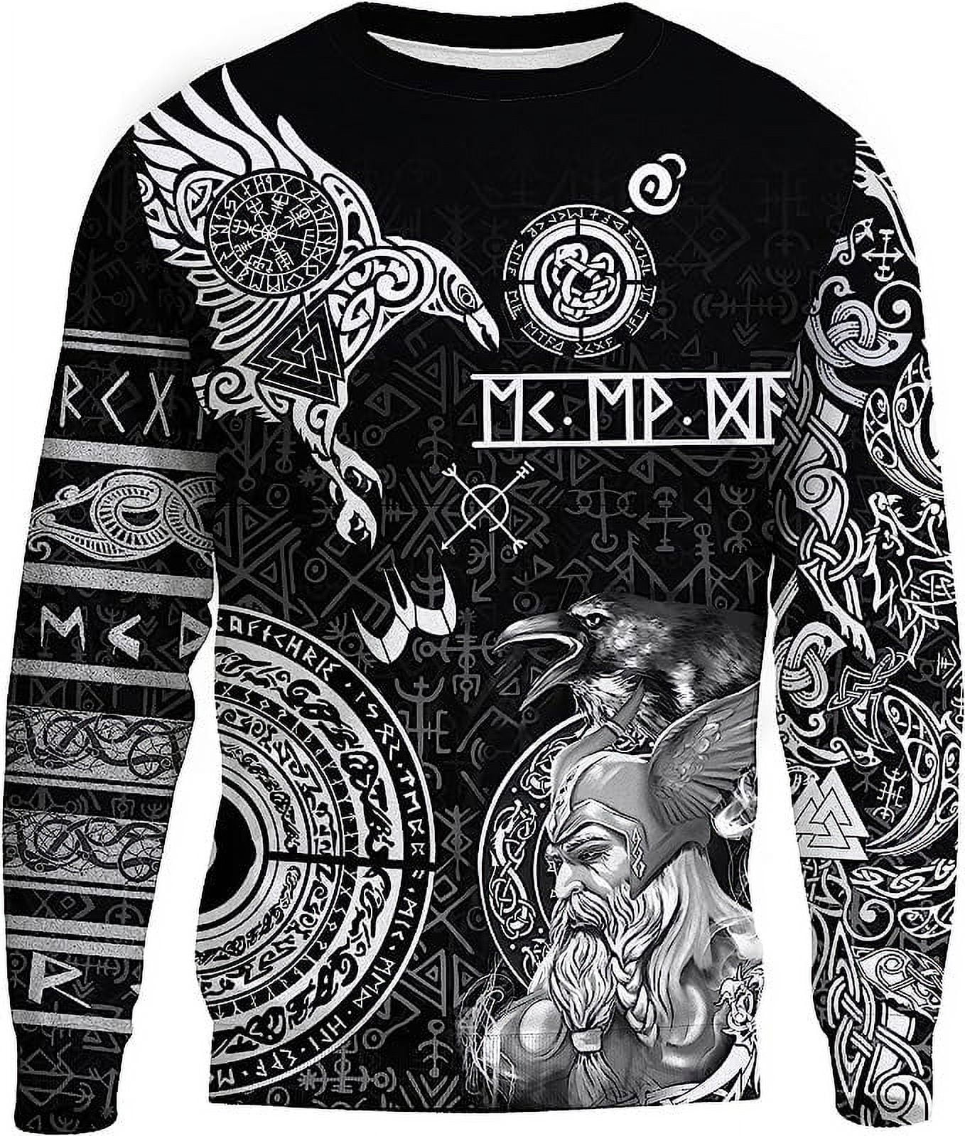 Nordic Raven Vegvisir Odin Harajuku Sweatshirt Unisex Viking 3D Printed Tattoo Zipper Novelty ...