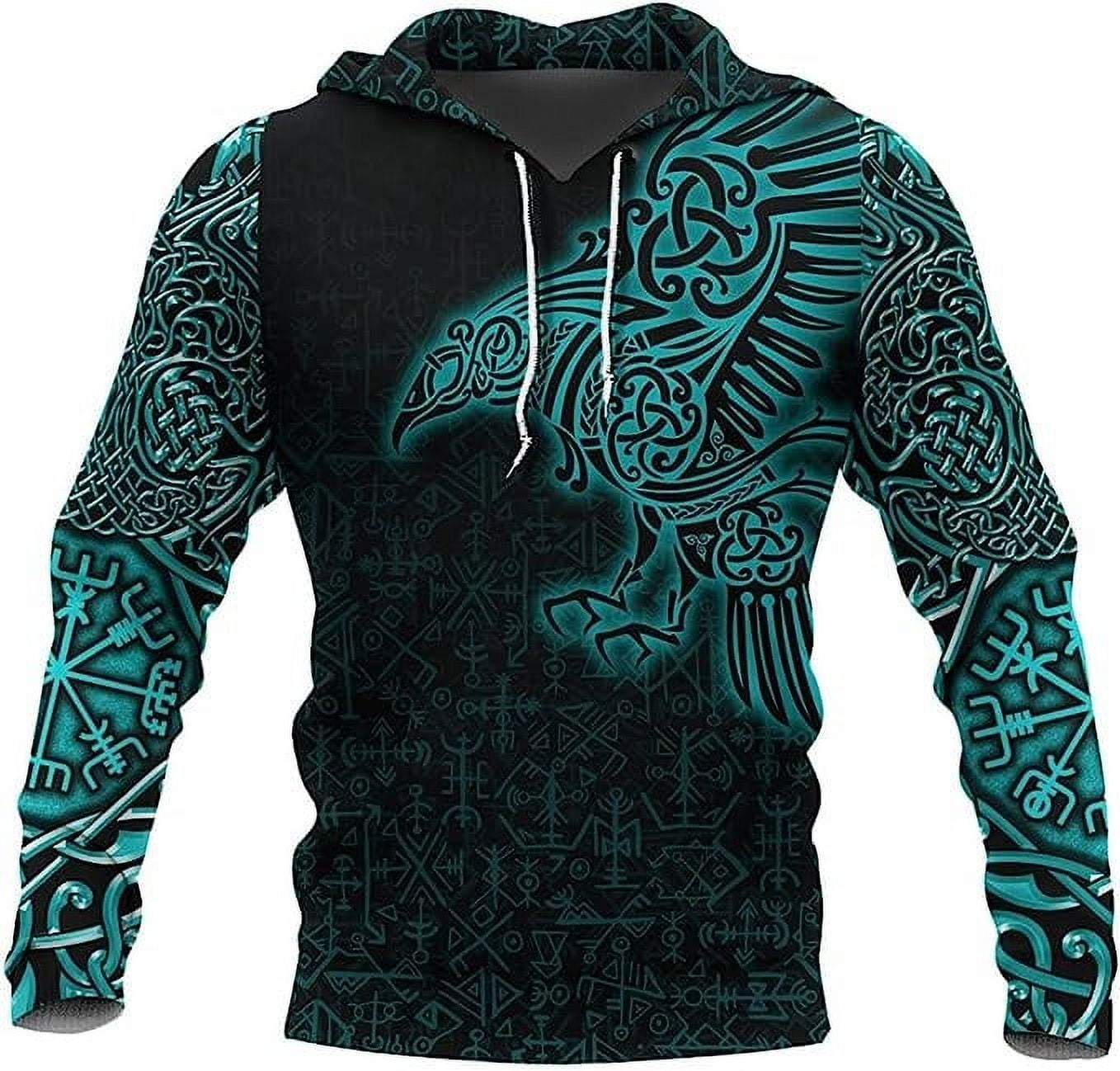 Nordic Raven Vegvisir Tree Of Life Totem Harajuku Sweatshirt Unisex Viking 3D Printed Tattoo ...