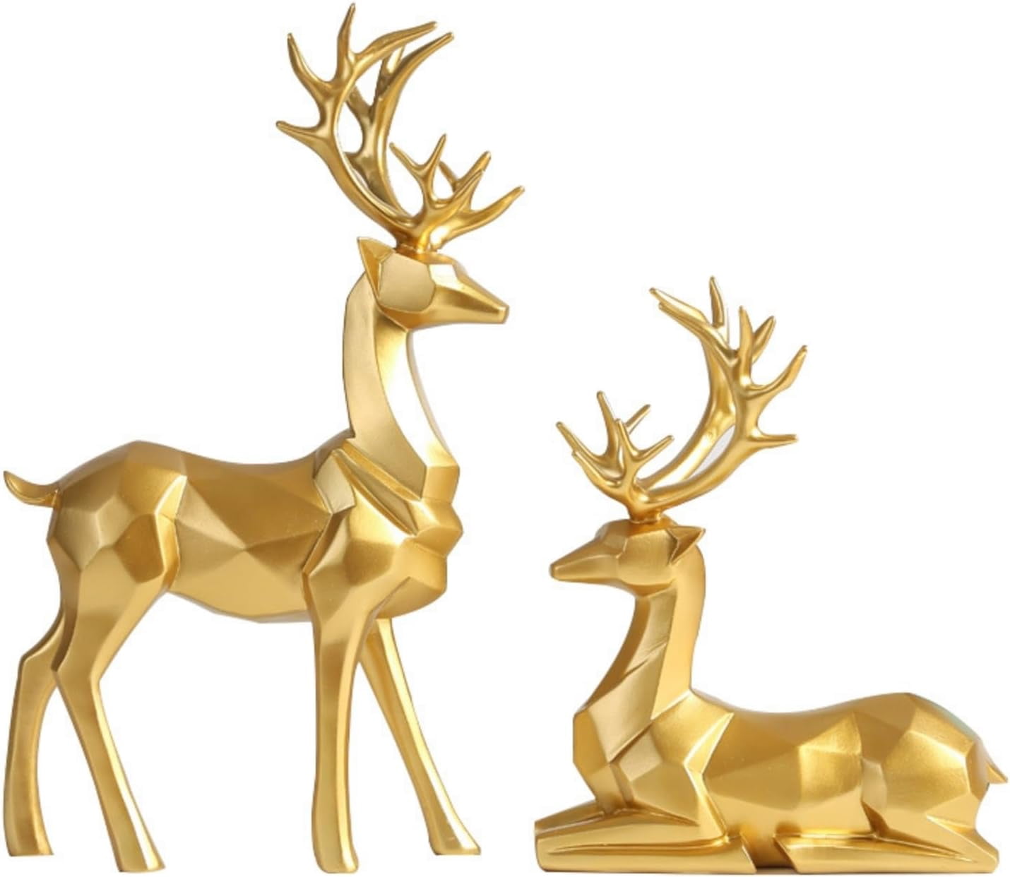 Nordic Resin Geometric Elk Sculpture Sitting Standing Deer Statues ...