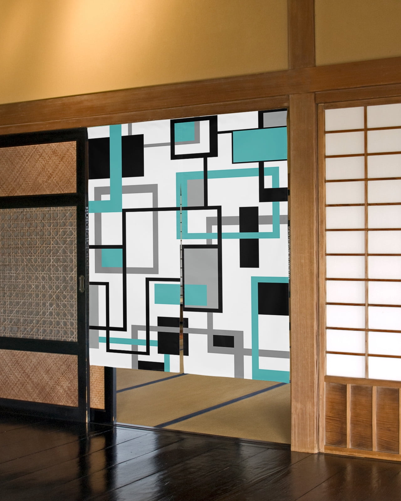 Nordic Retro Medieval Colorful Abstract Geometric Door Curtain Bedroom ...