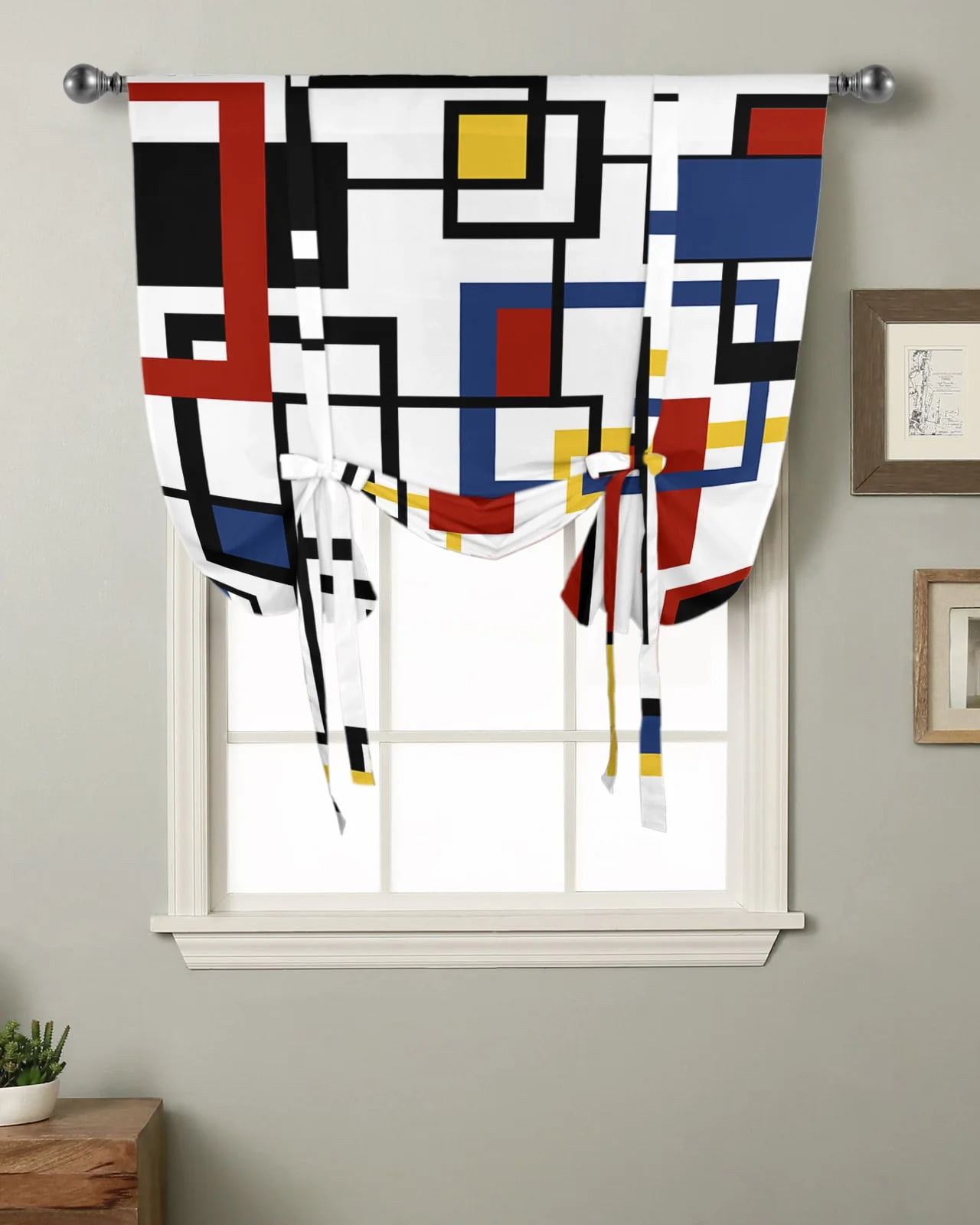 Nordic Retro Medieval Geometric Abstract Colorful Kitchen Short Window ...