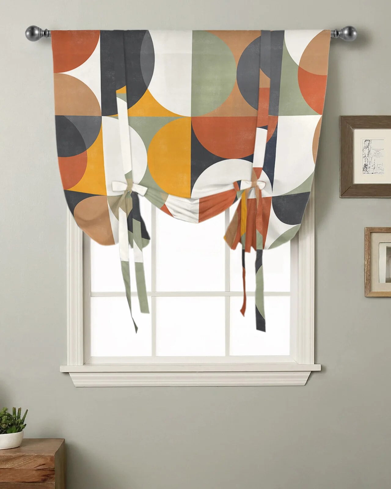 Nordic Retro Medieval Geometric Abstract Colors Kitchen Short Window ...