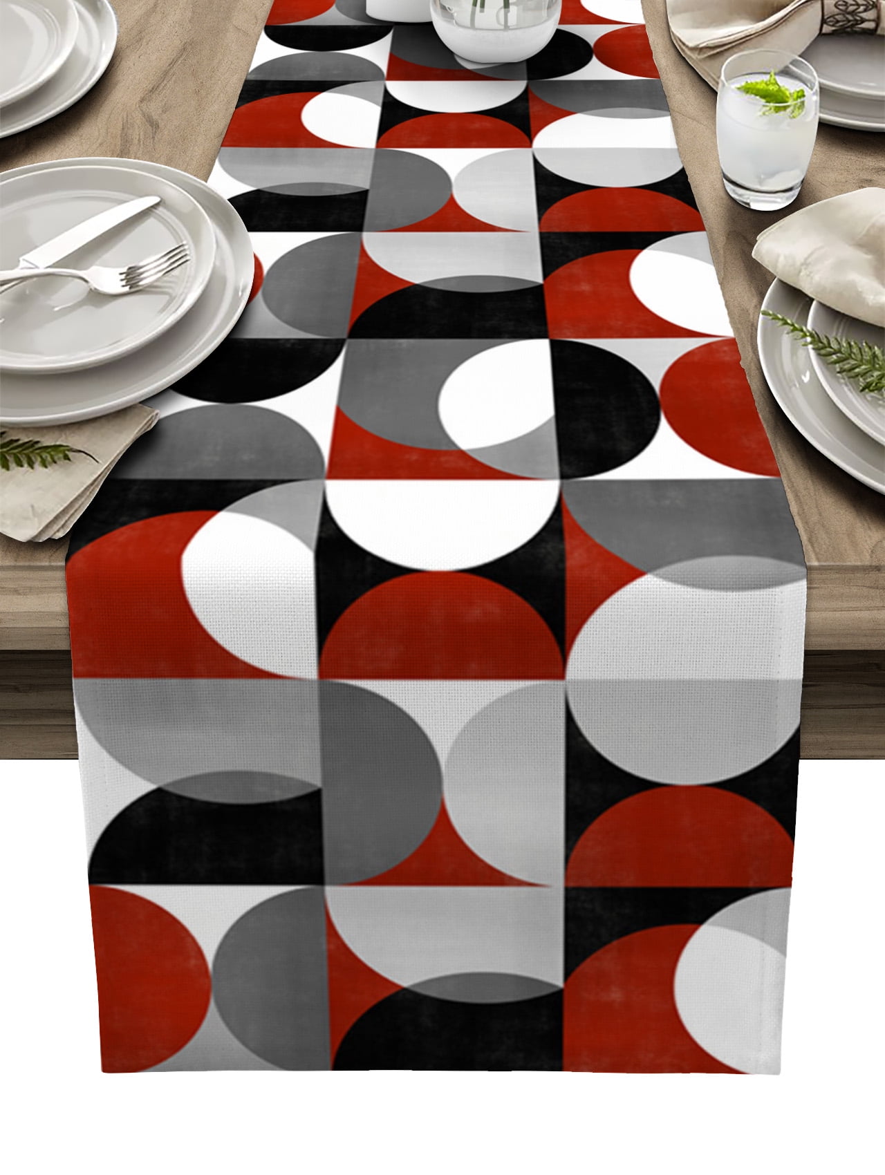 Nordic Retro Medieval Geometric Abstract Colors Table Runner Home ...