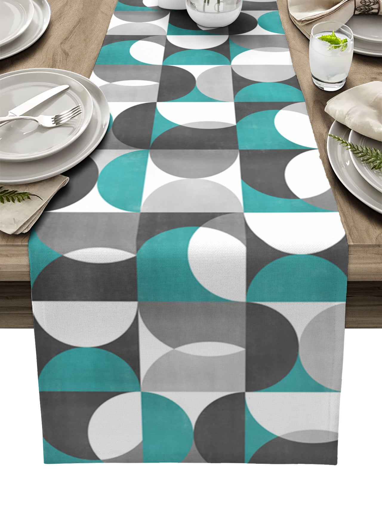 Nordic Retro Medieval Geometric Abstract Colors Table Runner Home ...