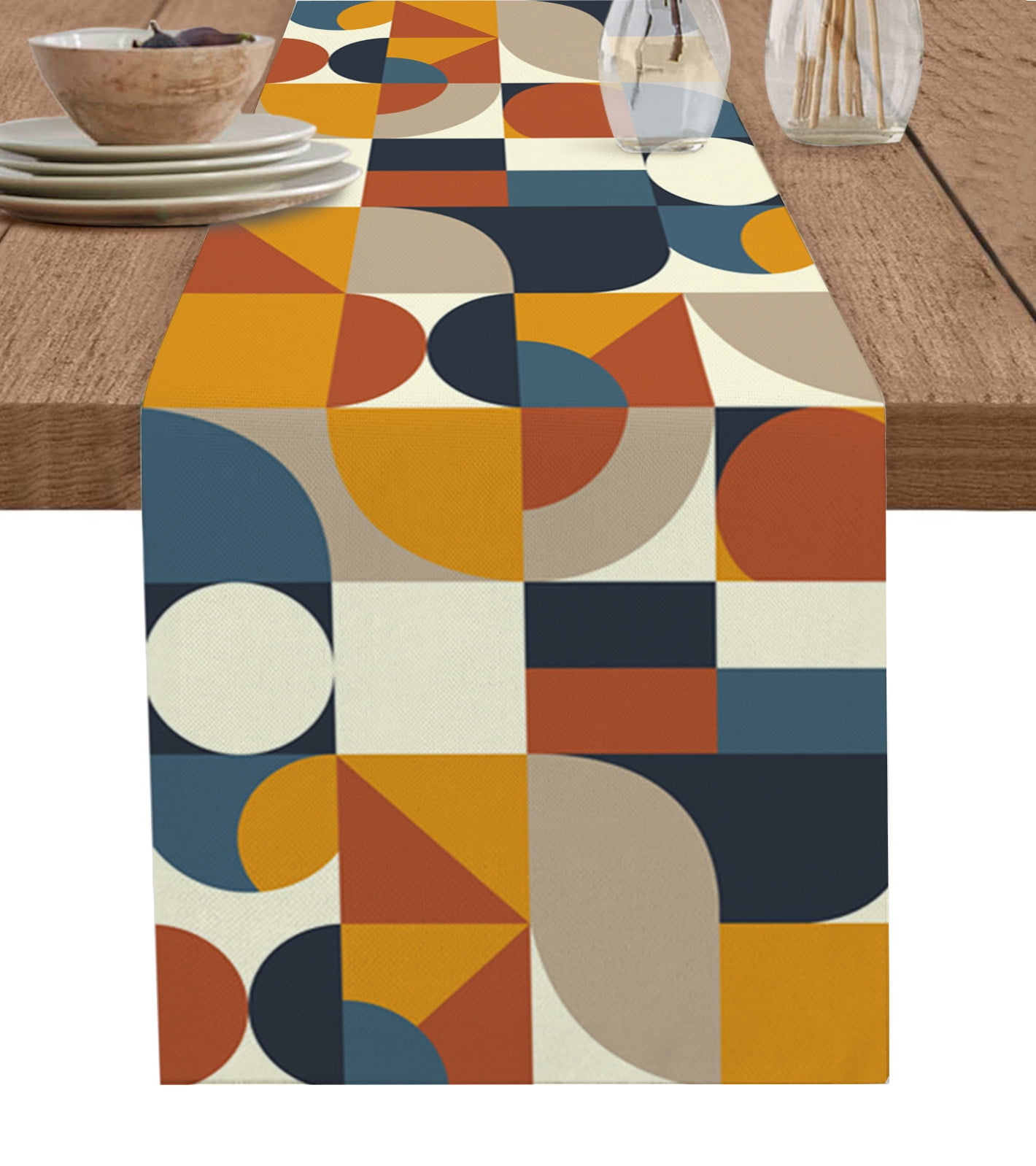 Nordic Retro Medieval Geometric Abstract Colors Table Runner Home ...