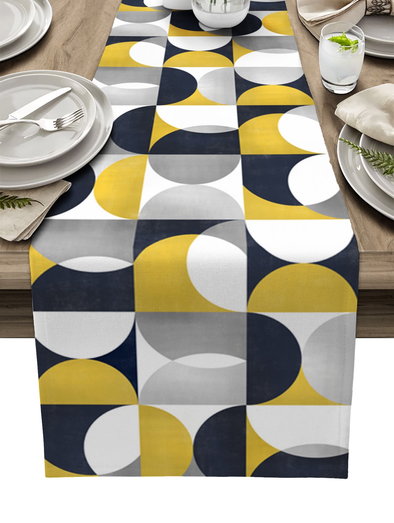 Nordic Retro Medieval Geometric Abstract Colors Table Runner Home ...