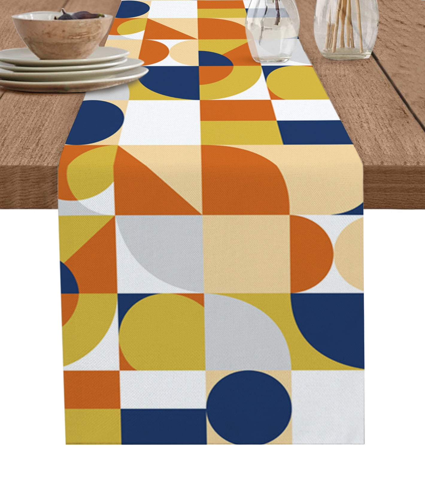 Nordic Retro Medieval Geometric Abstract Colors Table Runner Home ...