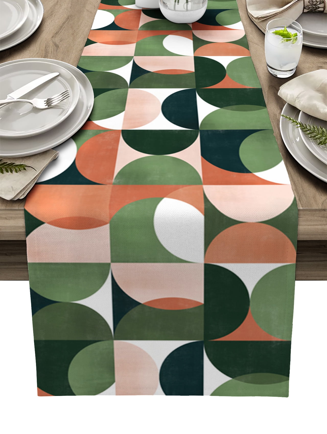 Nordic Retro Medieval Geometric Abstract Colors Table Runner Home ...