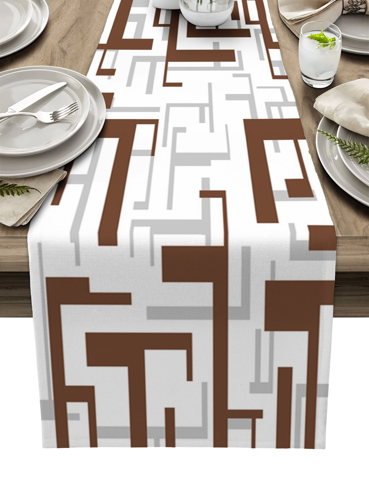 Nordic Retro Medieval Geometric Abstract Red Table Runner Home Wedding ...