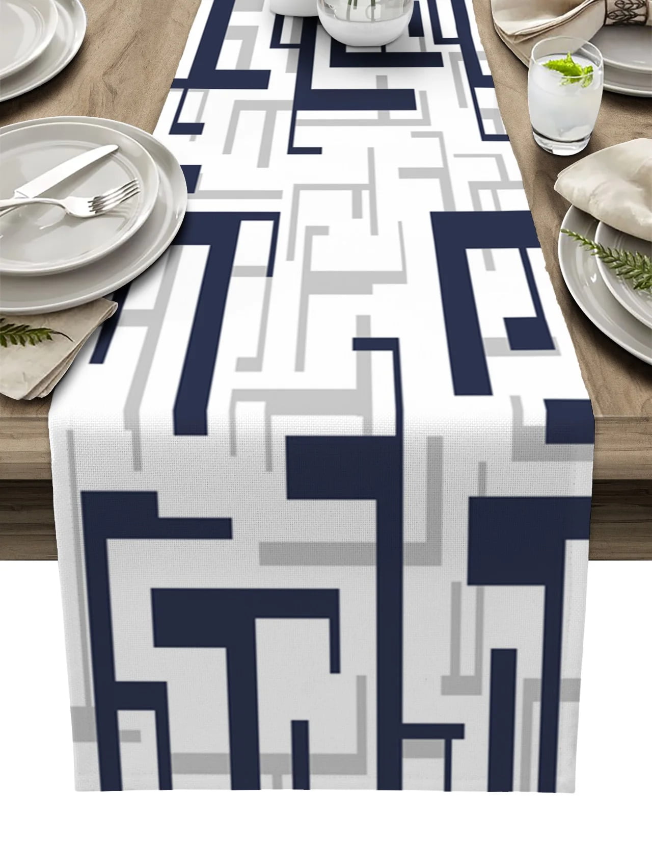 Nordic Retro Medieval Geometric Abstract Red Table Runner Home Wedding ...