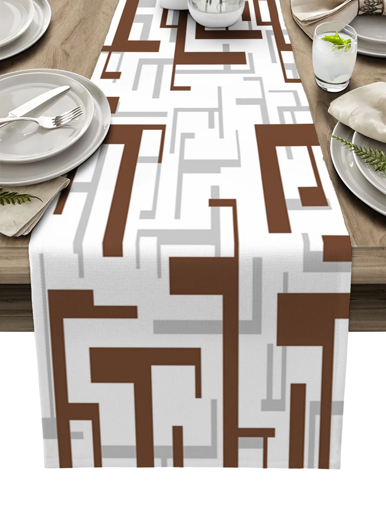 Nordic Retro Medieval Geometric Abstract Red Table Runner Home Wedding ...