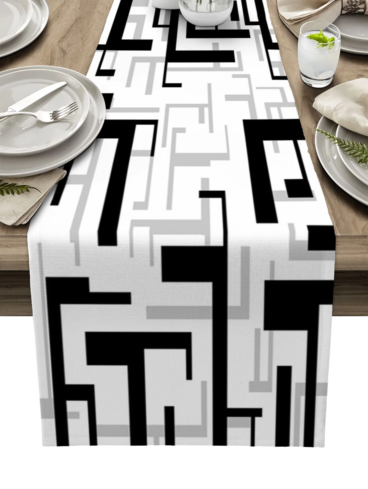 Nordic Retro Medieval Geometric Abstract Red Table Runner Home Wedding ...