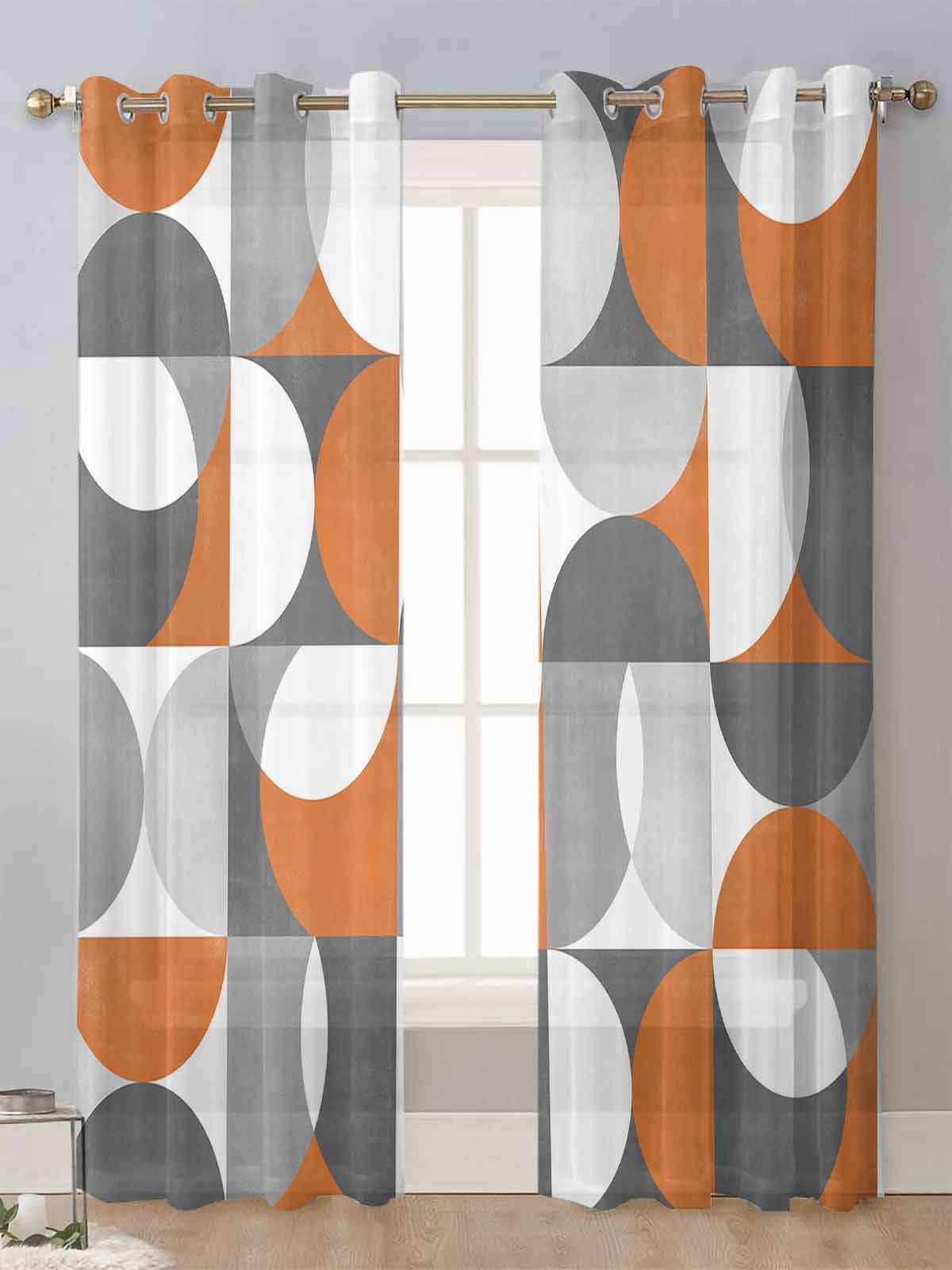 Nordic Retro Medieval Geometric Abstract Sheer Curtains For Living Room ...