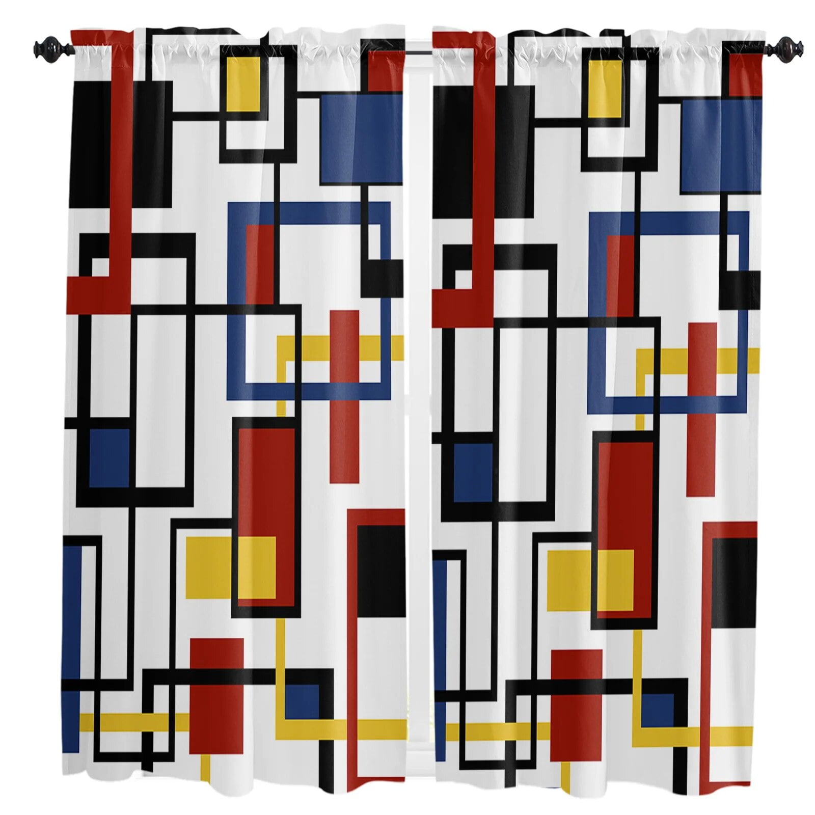 Nordic Retro Medieval Geometric Color Curtain Home Decoration Living ...