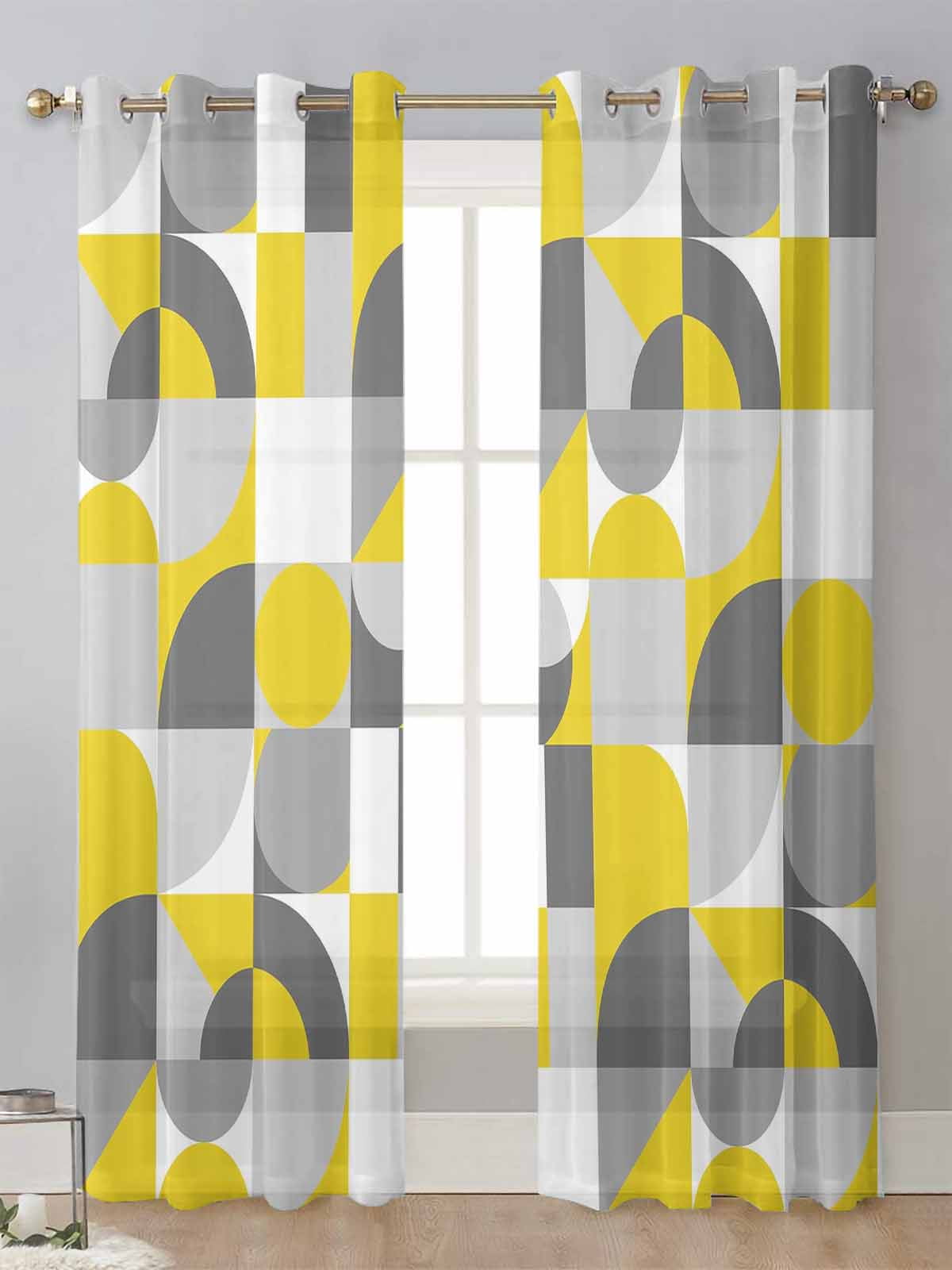 Nordic Retro Medieval Geometry Sheer Curtains For Living Room Window ...