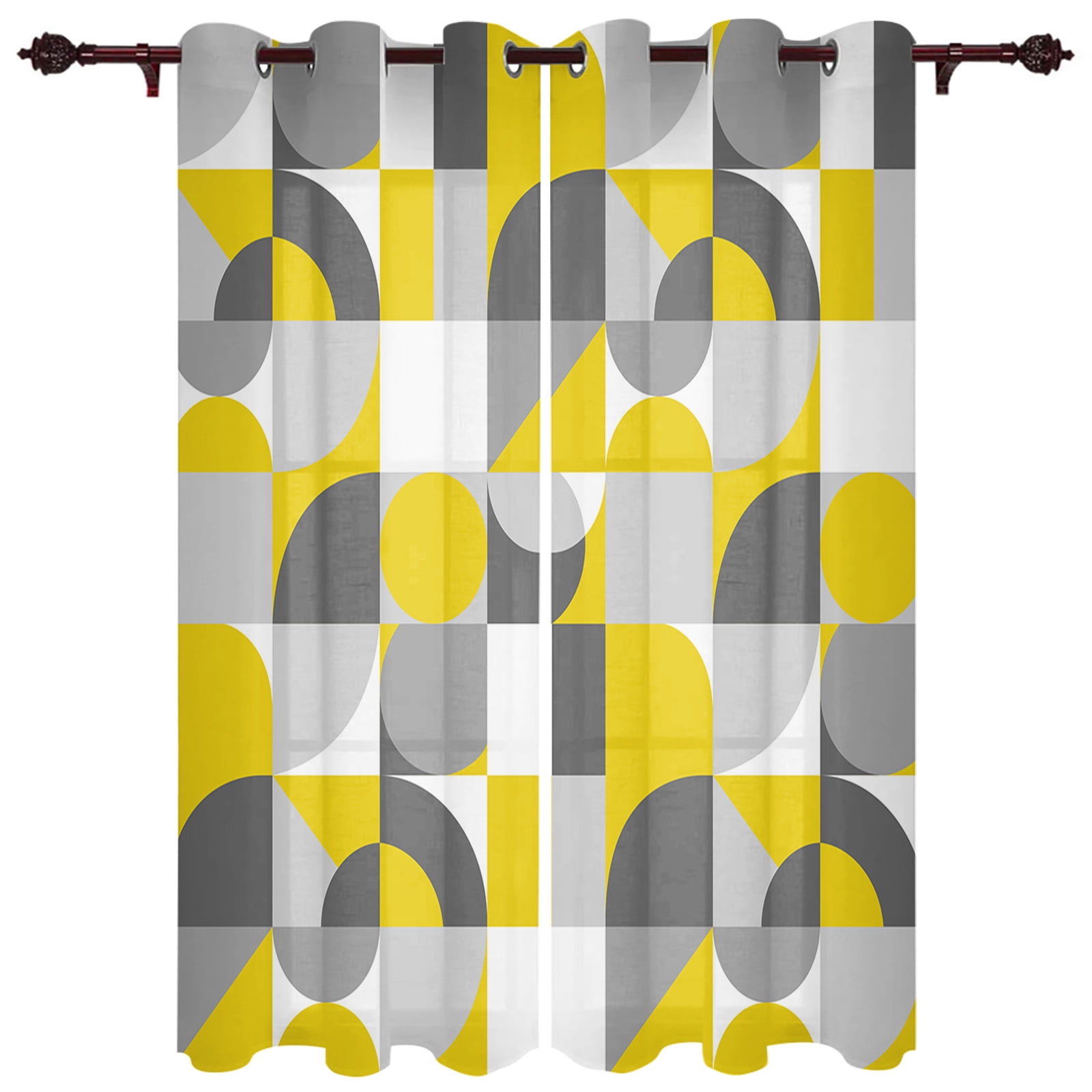 Nordic Retro Medieval Geometry Window Curtain Living Room Bedroom ...