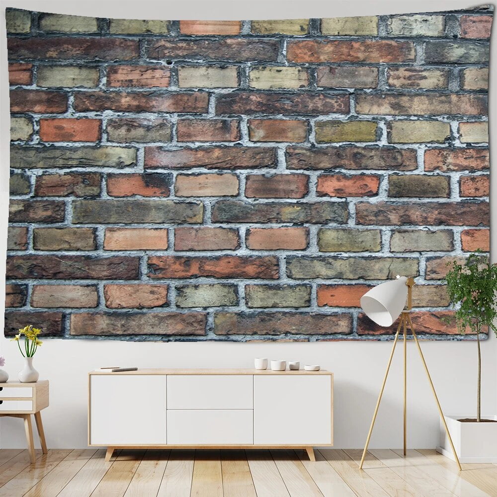 Nordic Rock Brick St Wall Tapestry Simulate Floor Ceramic Tile Printing ...