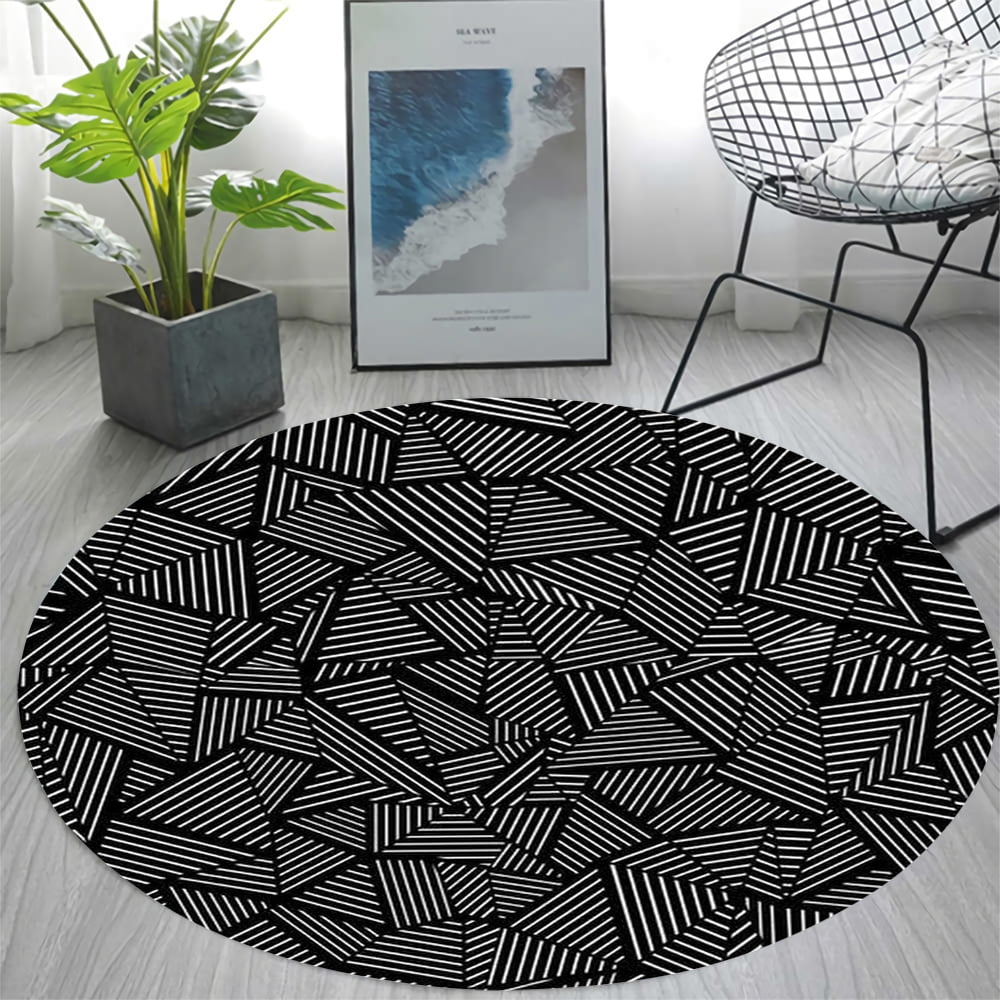 Nordic Round Carpet Modern Geometry Graphics 3D Printed Flannel Area ...