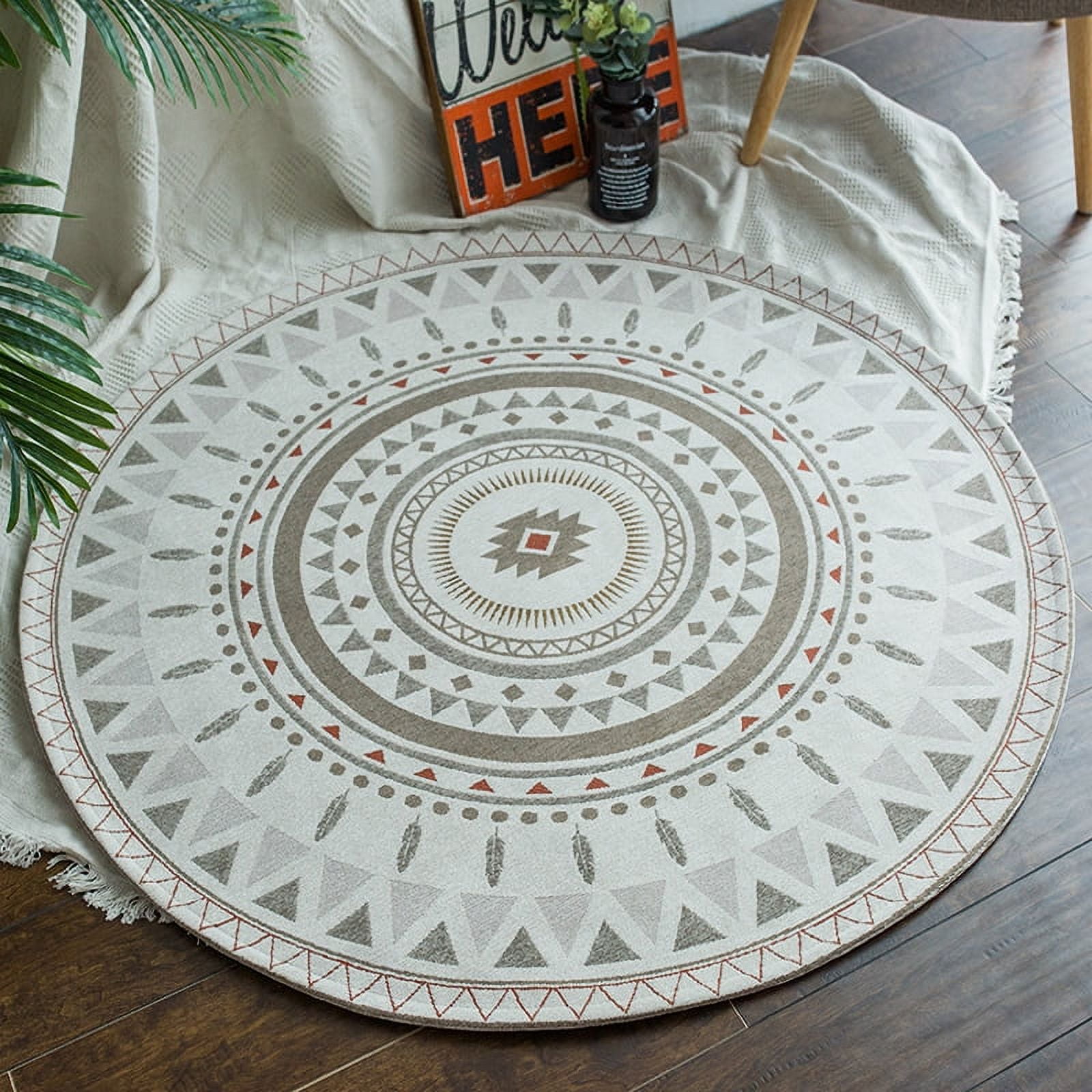 Nordic Round Jacquard Living Room Carpets And Rug Concise Geometric ...
