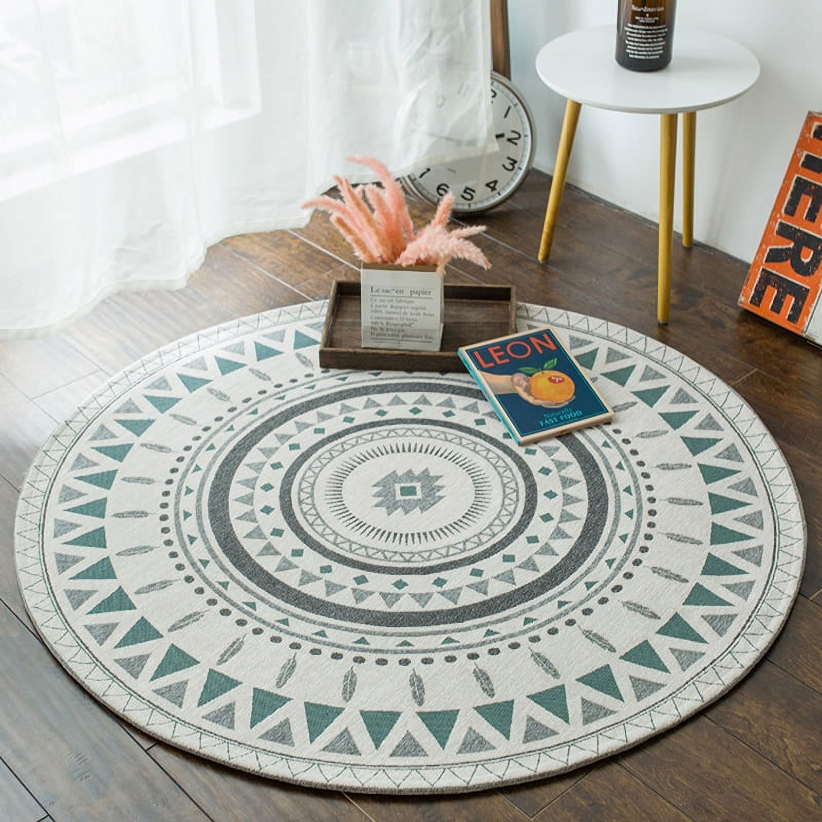 Nordic Round Jacquard Living Room Carpets And Rug Concise Geometric ...