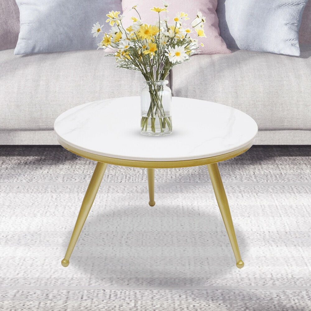 Nordic Round Marble Coffee Table Gold Metal Frame Living Room Home Bar ...
