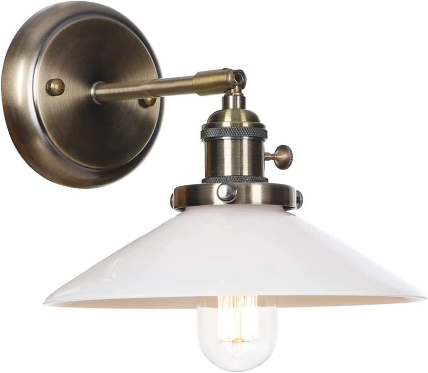 Nordic Sconce Lighting with Switch, White Glass Shade Reading Wall ...