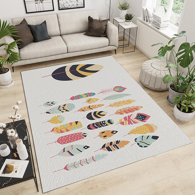 Nordic Simple Kids Area Rugs, Cute Cartoon Boho Colorful Art Rug, Anti ...