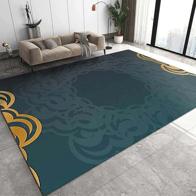 Nordic Simple Modern Luxury Area Rugs, Dark Green Minimalist Art Soft ...