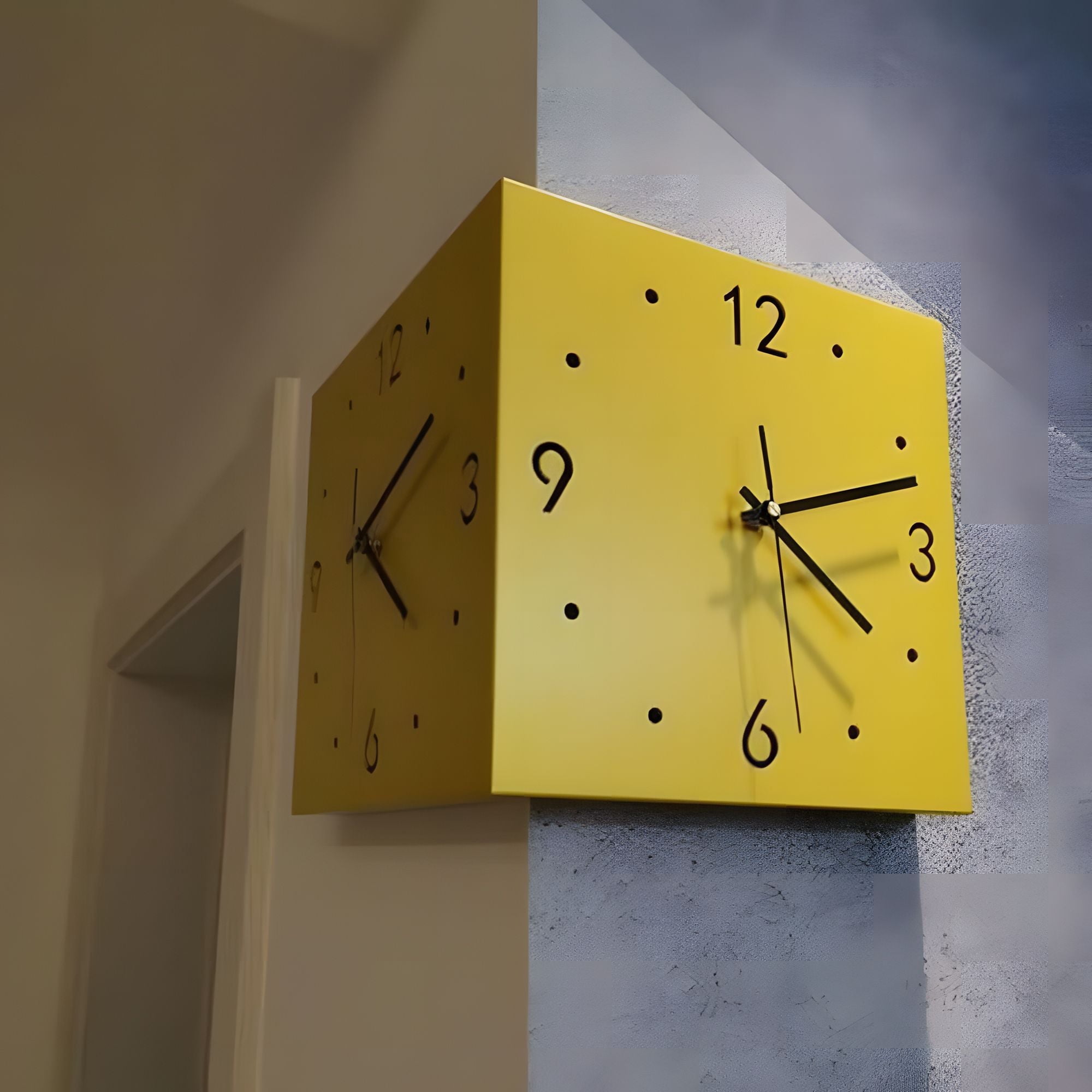 Nordic Square Modern Corner Wall Clock with Sensor Night Light ...