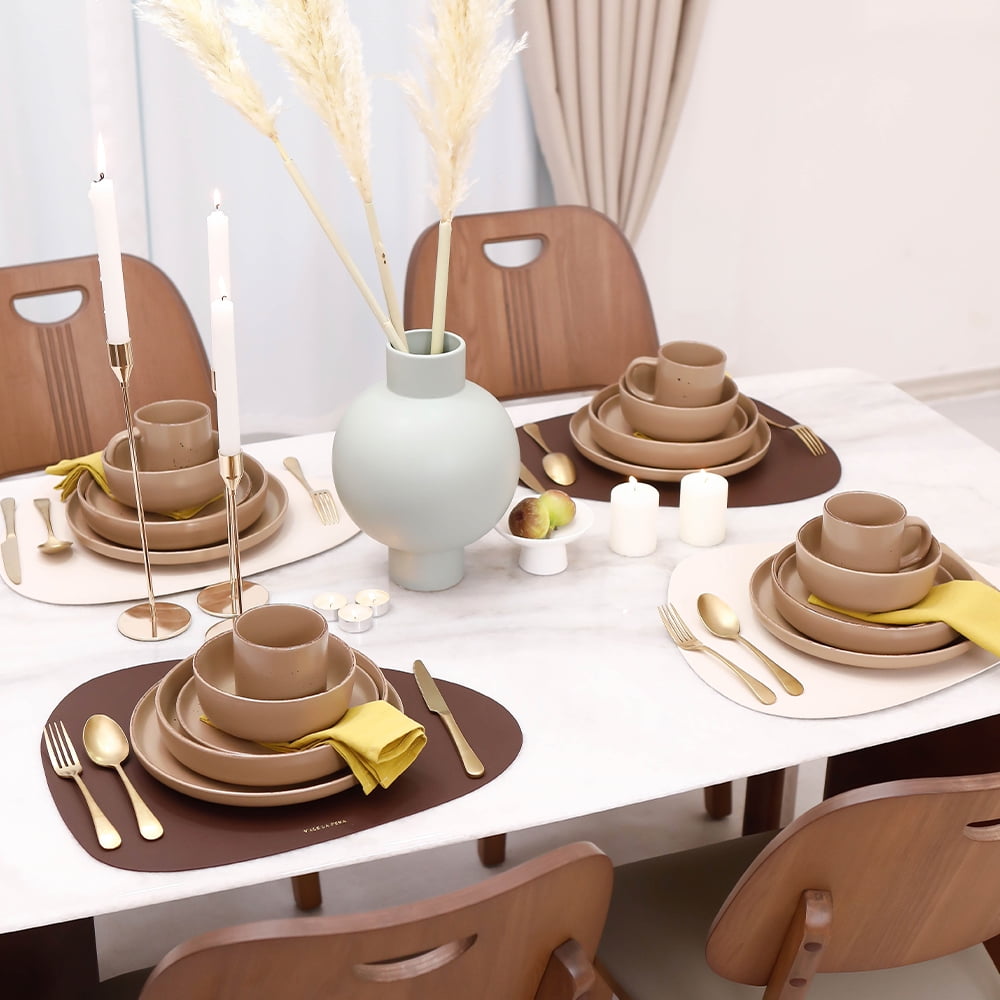 Nordic Style 20-Piece Round Speckled Beige Ceramic Dinnerware Set ...