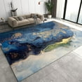 Nordic Style Area Rugs, Blue Gold Abstract Paint Fluid Texture Outdoor ...