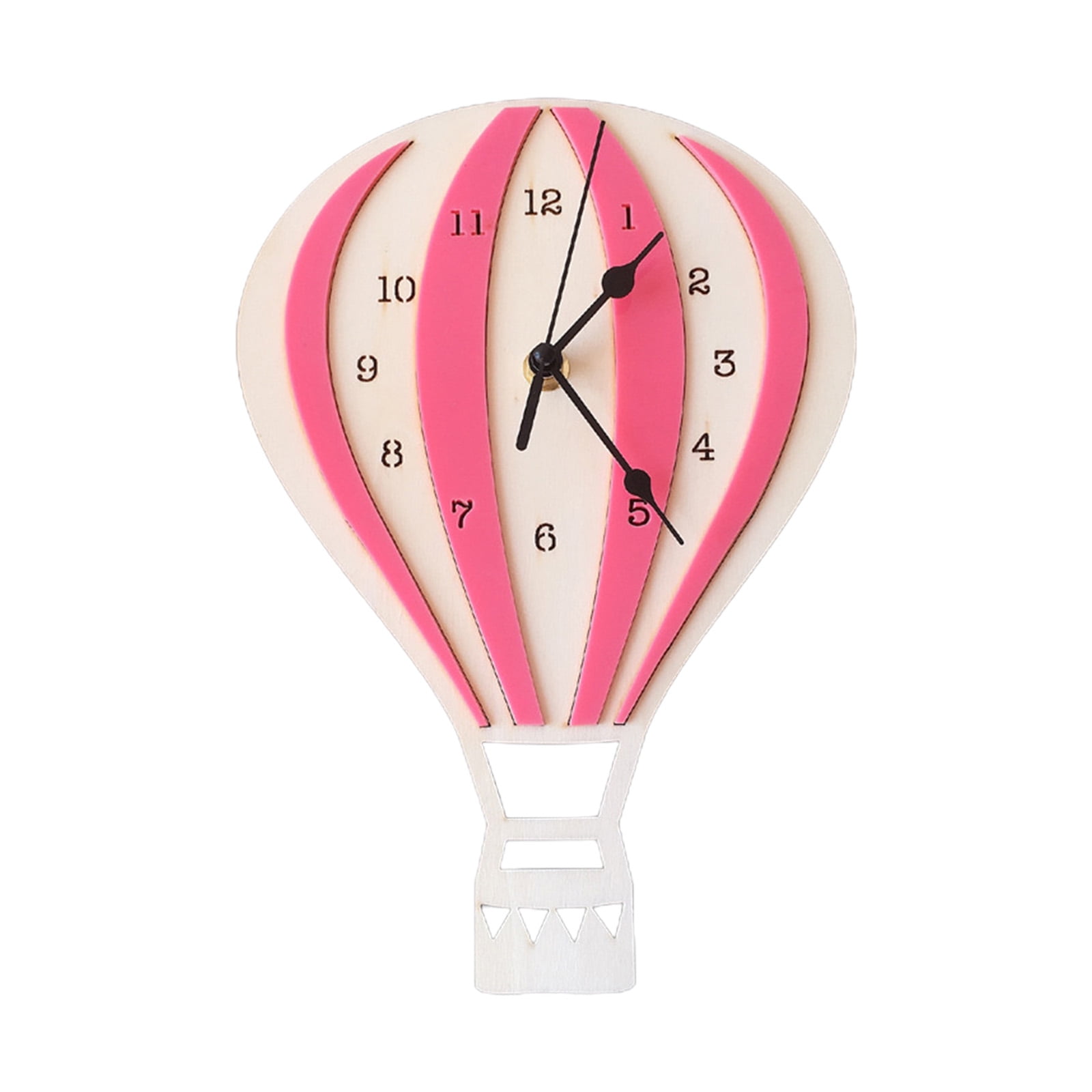 Nordic Style Cartoon Hot Air Balloon Wall Clock Silent for Time Clocks ...